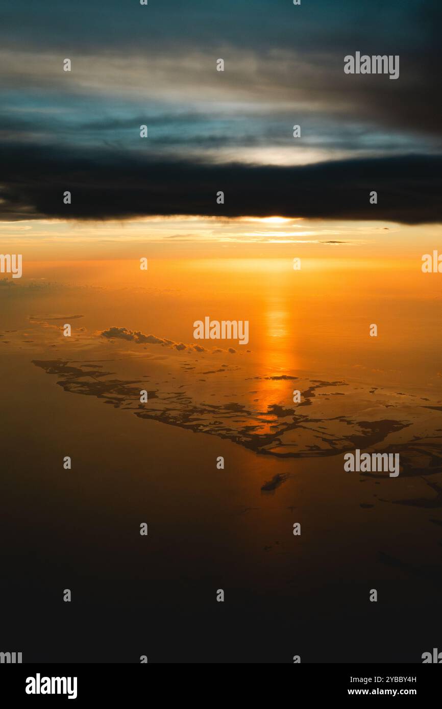 Aerial view of Florida Keys during a cloudy Sunset Stock Photo - Alamy