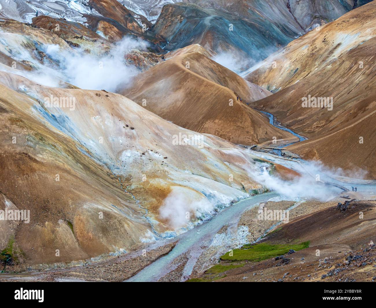 Steaming hot springs and colourful rhyolite mountains, Hveradalir ...