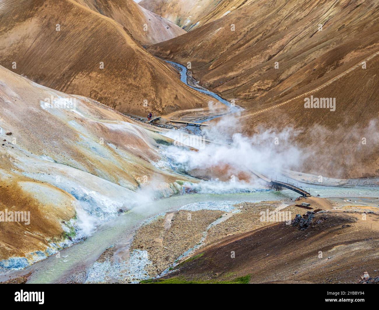 Steaming hot springs and colourful rhyolite mountains, Hveradalir ...