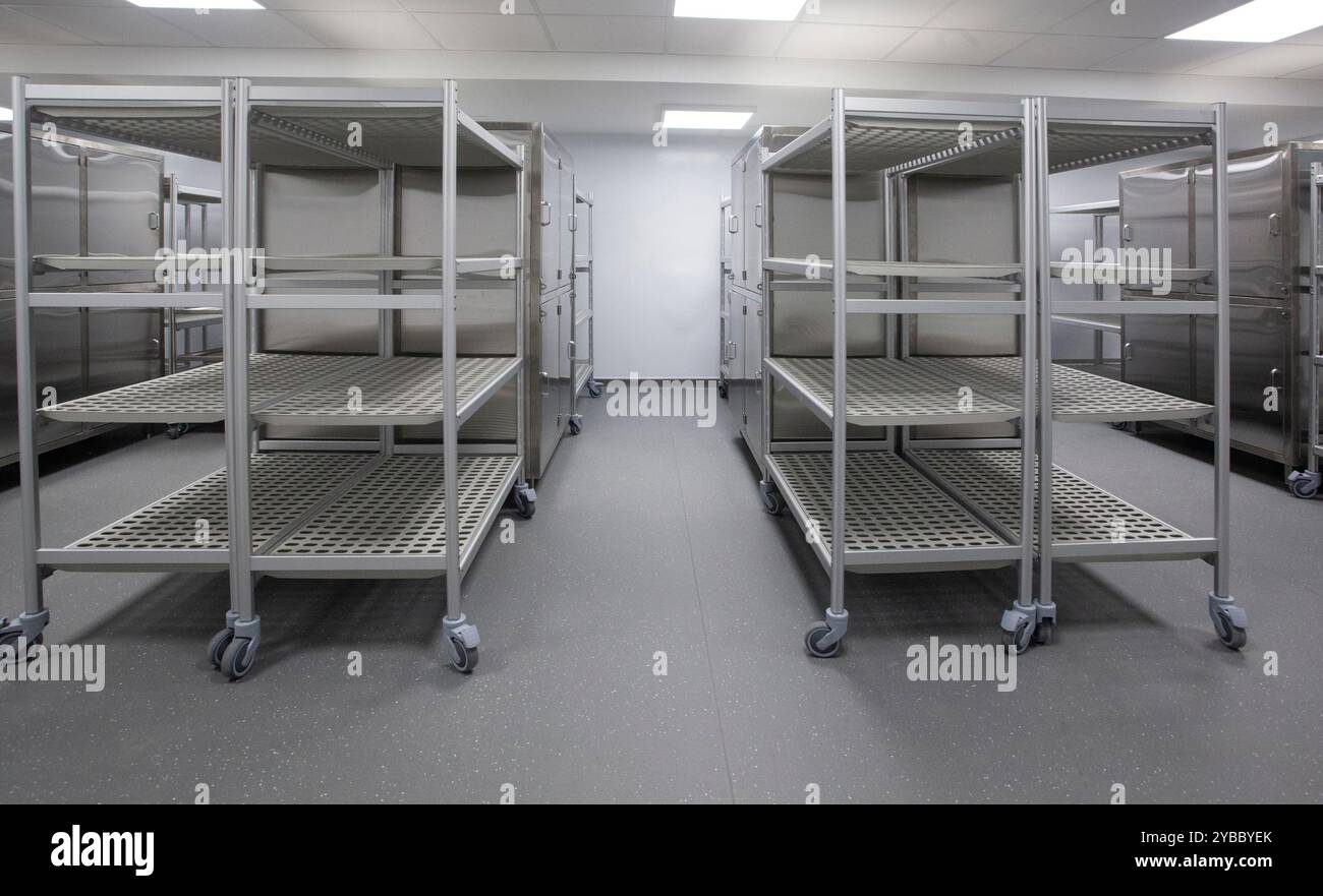 catering room with stainless steel storage and fridges Stock Photo - Alamy