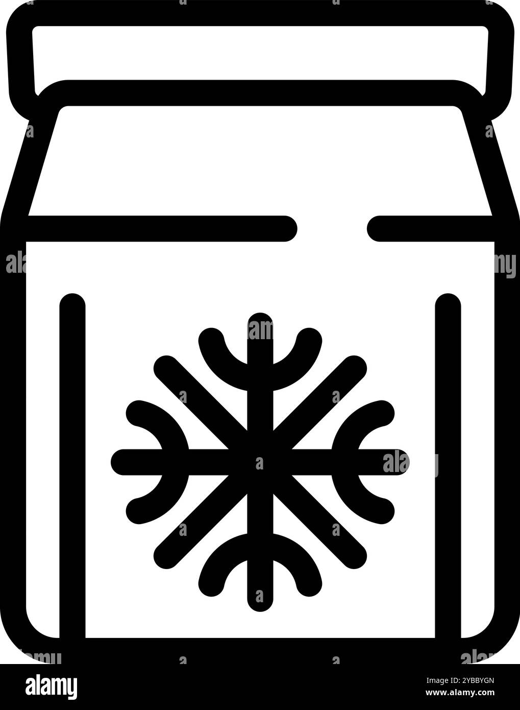 Simple bold outline icon pictogram symbol for frozen food packaging ...