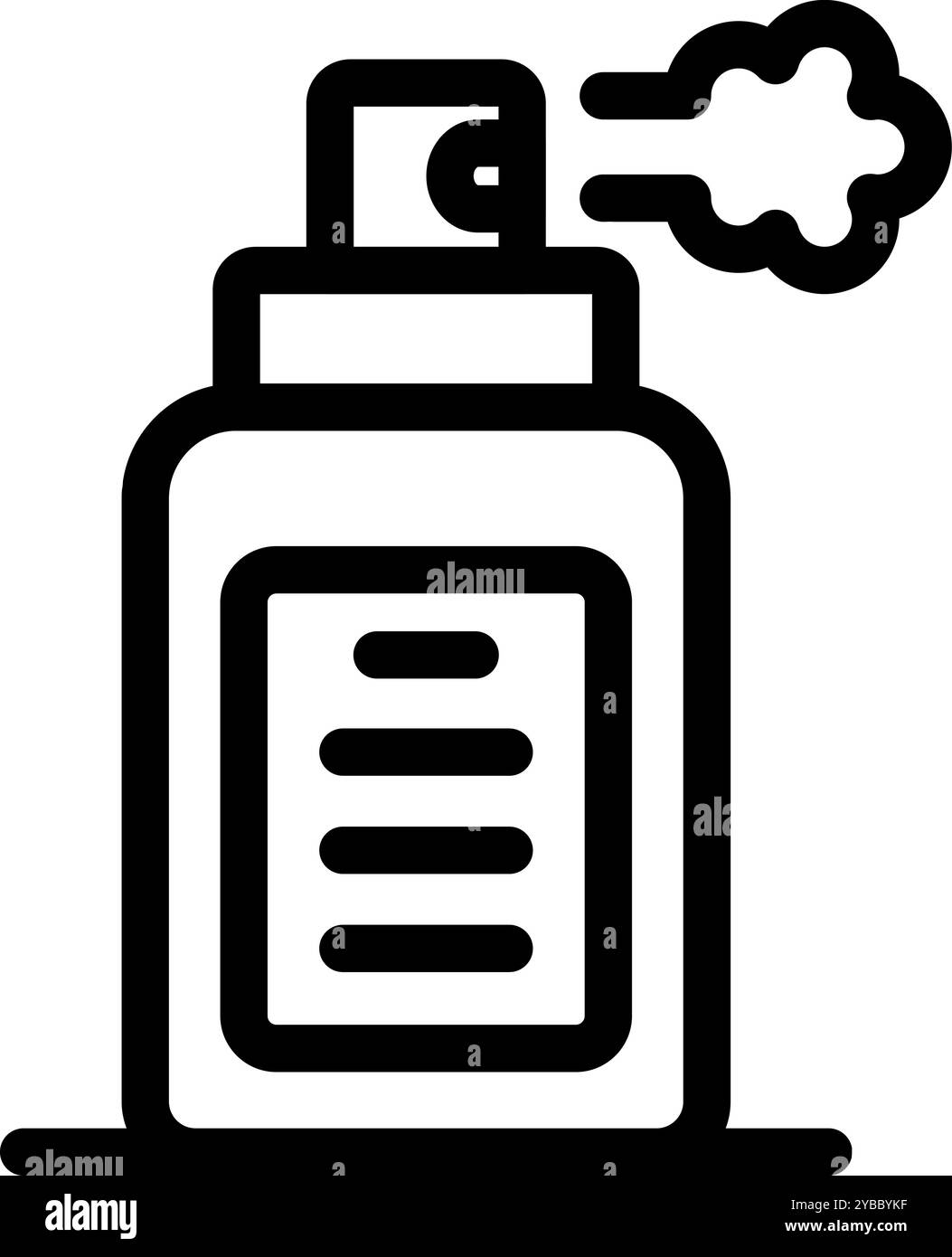Simple bold outline icon of a spray bottle releasing a jet of vaporized ...
