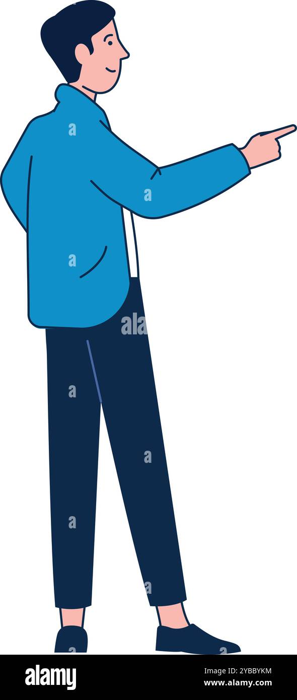 Man pointing finger. Color character showing something Stock Vector ...