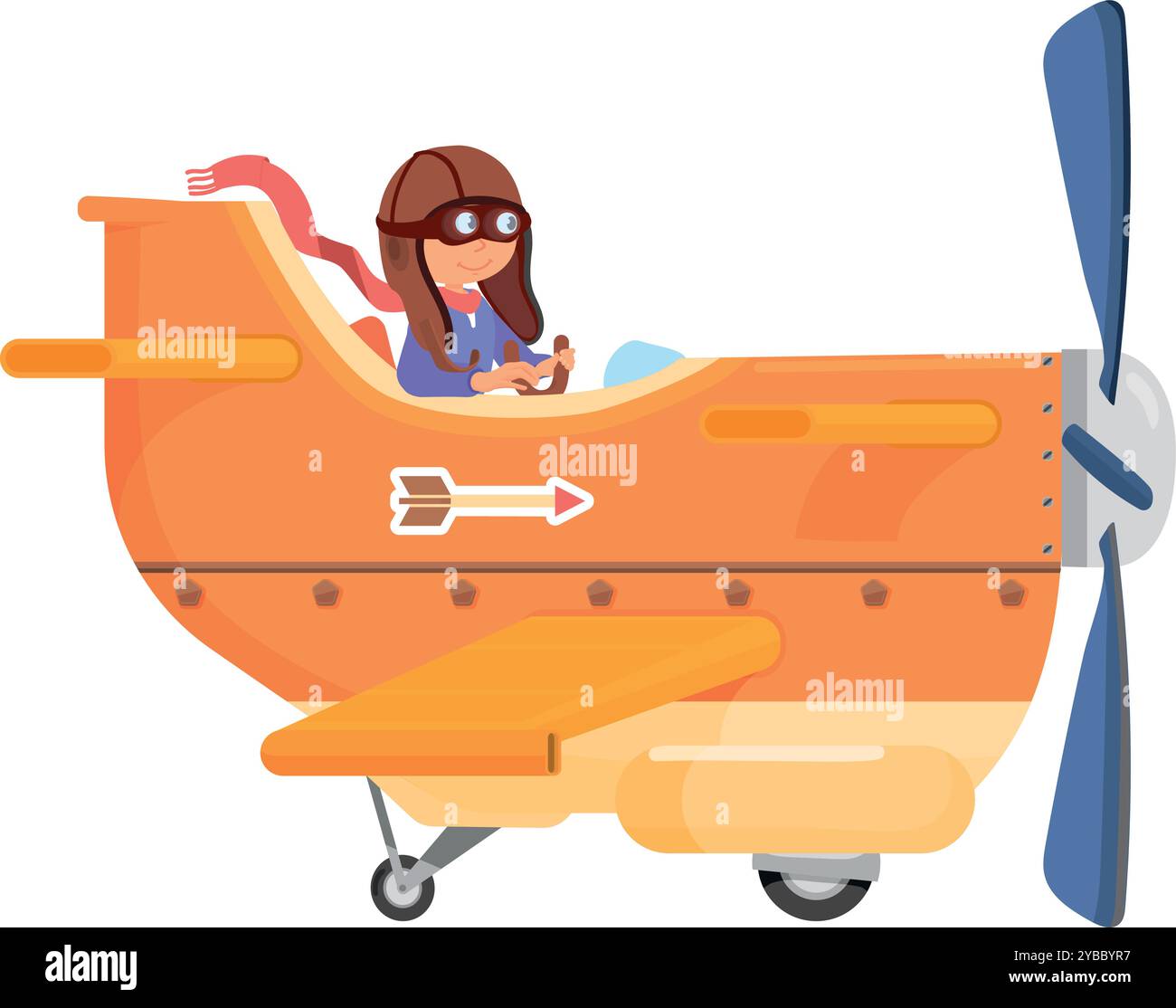 Pilot kid in cartoon retro airplane. Fun child game Stock Vector Image ...