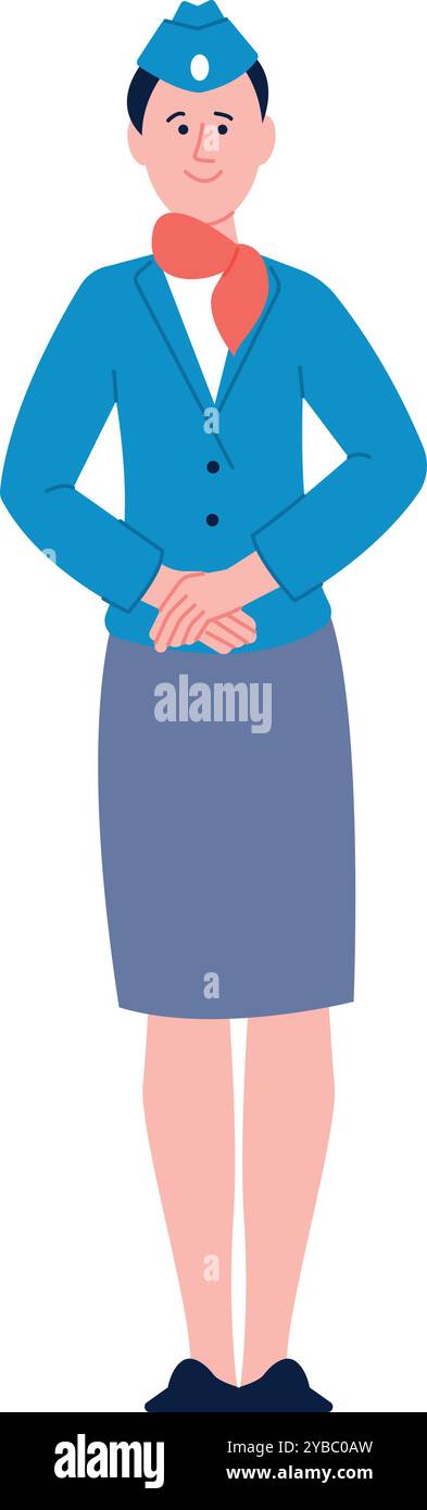 Stewardess color character. Flight attendant. Airplane crew Stock ...