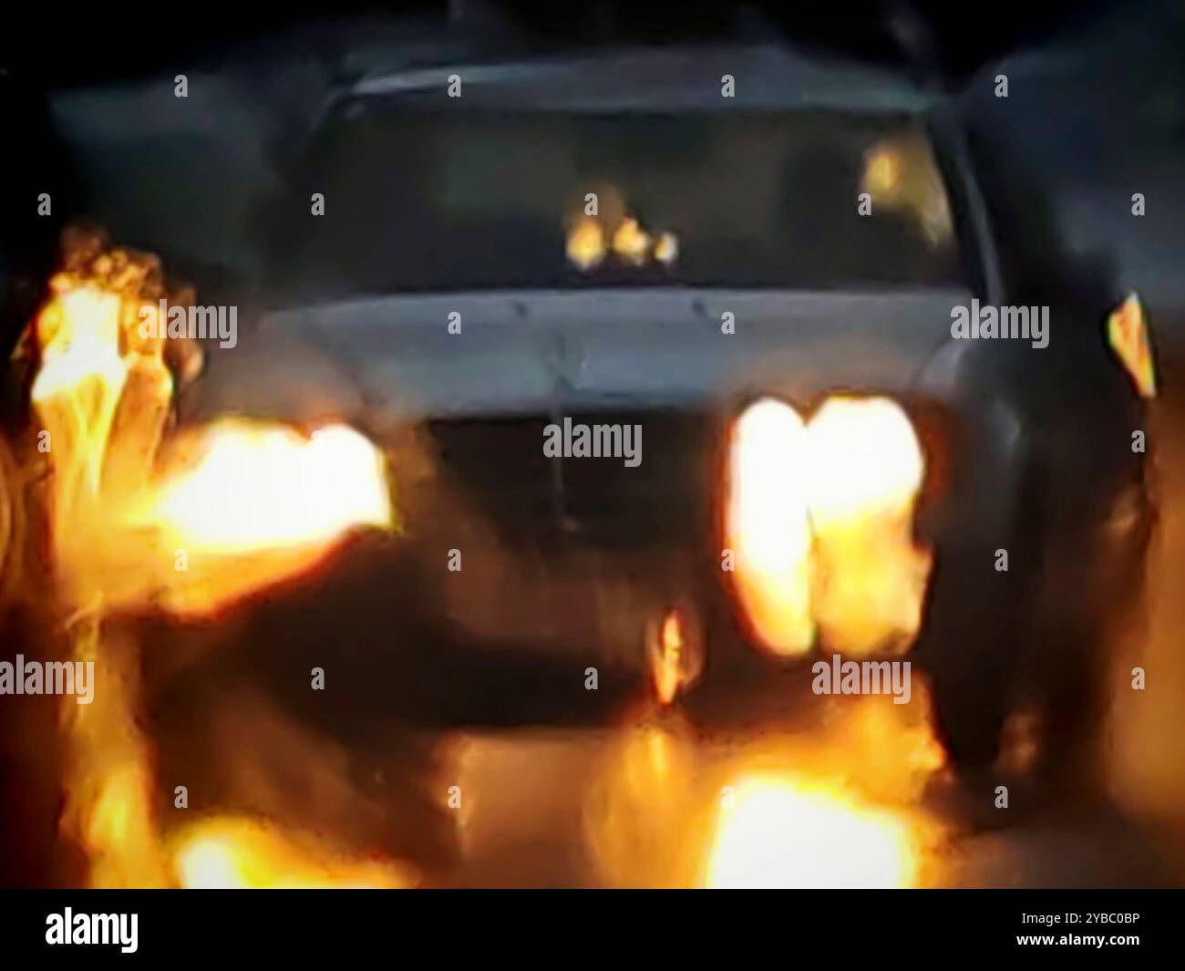 bad weather conditions and poor visibility in road traffic on a rainy ...