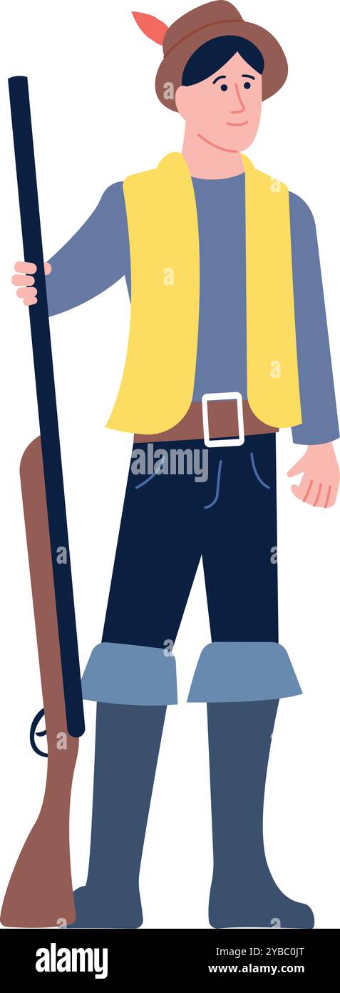 Hunter character. Man with shooting gun. Nature activity Stock Vector ...