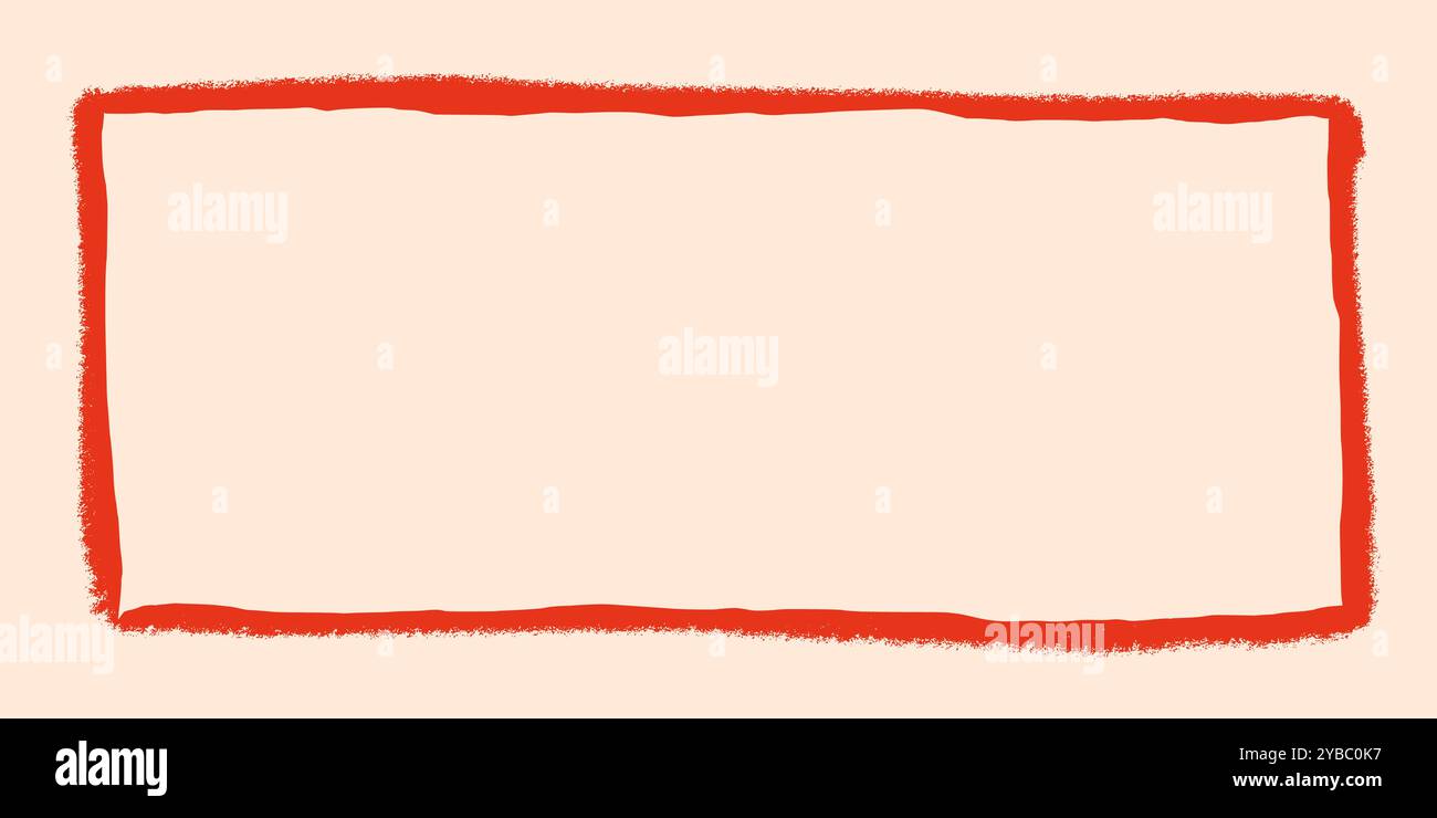 Red rectangular frame with grunge torn edges and soft corners. Vector ...