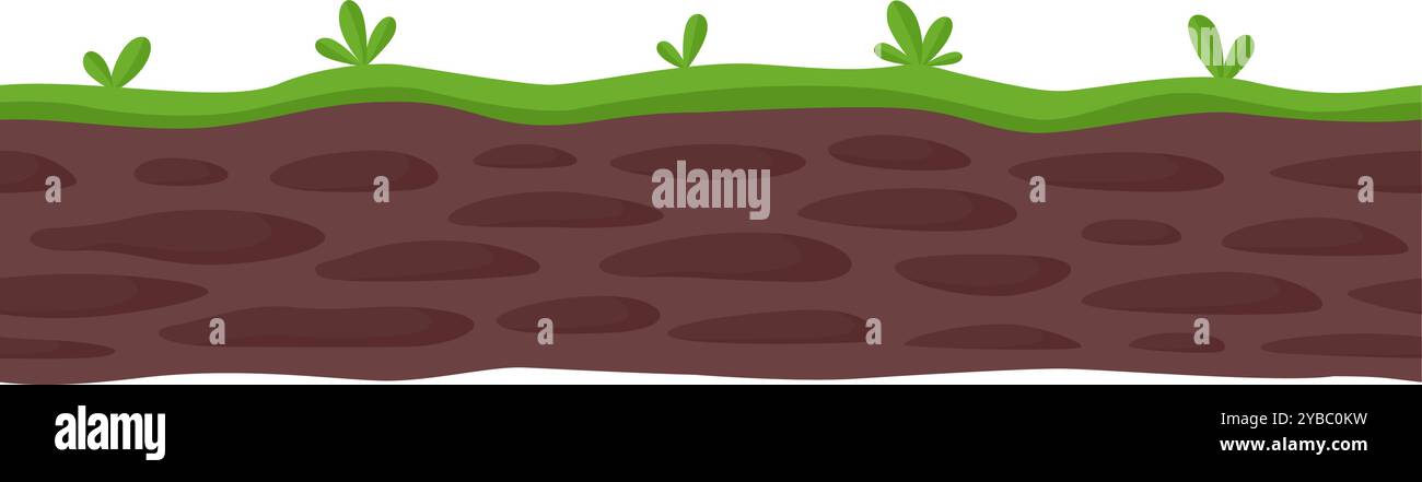 Soil layer. Seamless game ground with cartoon dirt Stock Vector Image ...