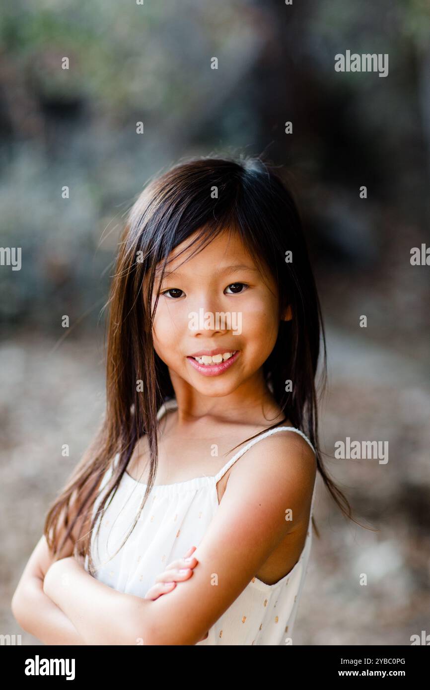Close Up of Seven Year Old Girl in Park in San Diego Stock Photo - Alamy