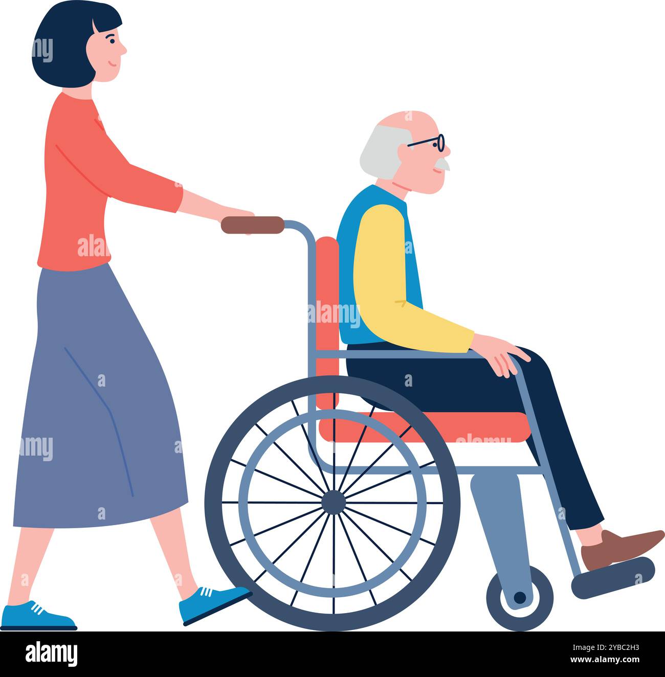 Senior man pushing young Cut Out Stock Images & Pictures - Alamy