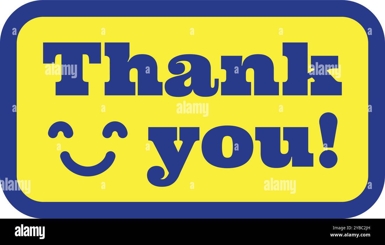 Thank you sticker. Smiling emoji grateful label Stock Vector Image ...