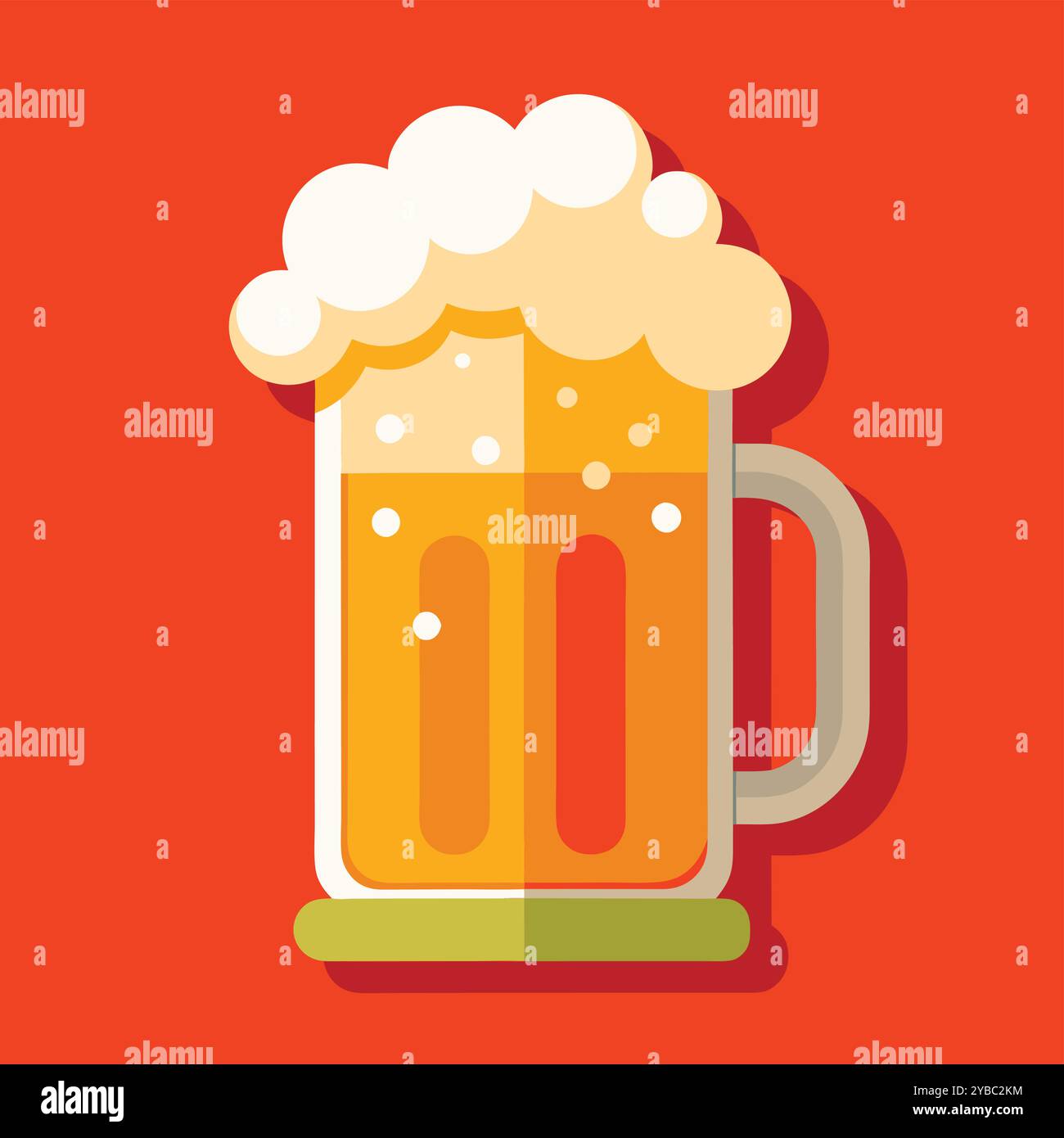 Glass of beer with foam or froth. Mug of ale. Alcoholic beverage in bar ...