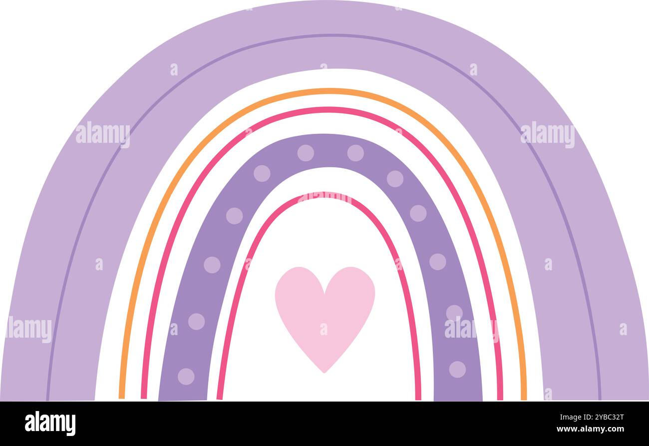 Romantic rainbow cute stylized pink pastel arch Stock Vector Image ...