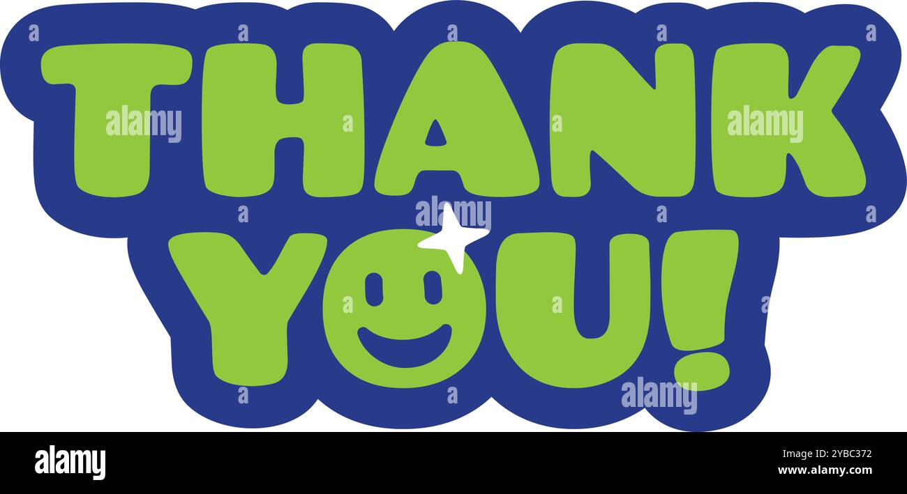 Thank you label. Decorative lettering logo with smile face Stock Vector ...
