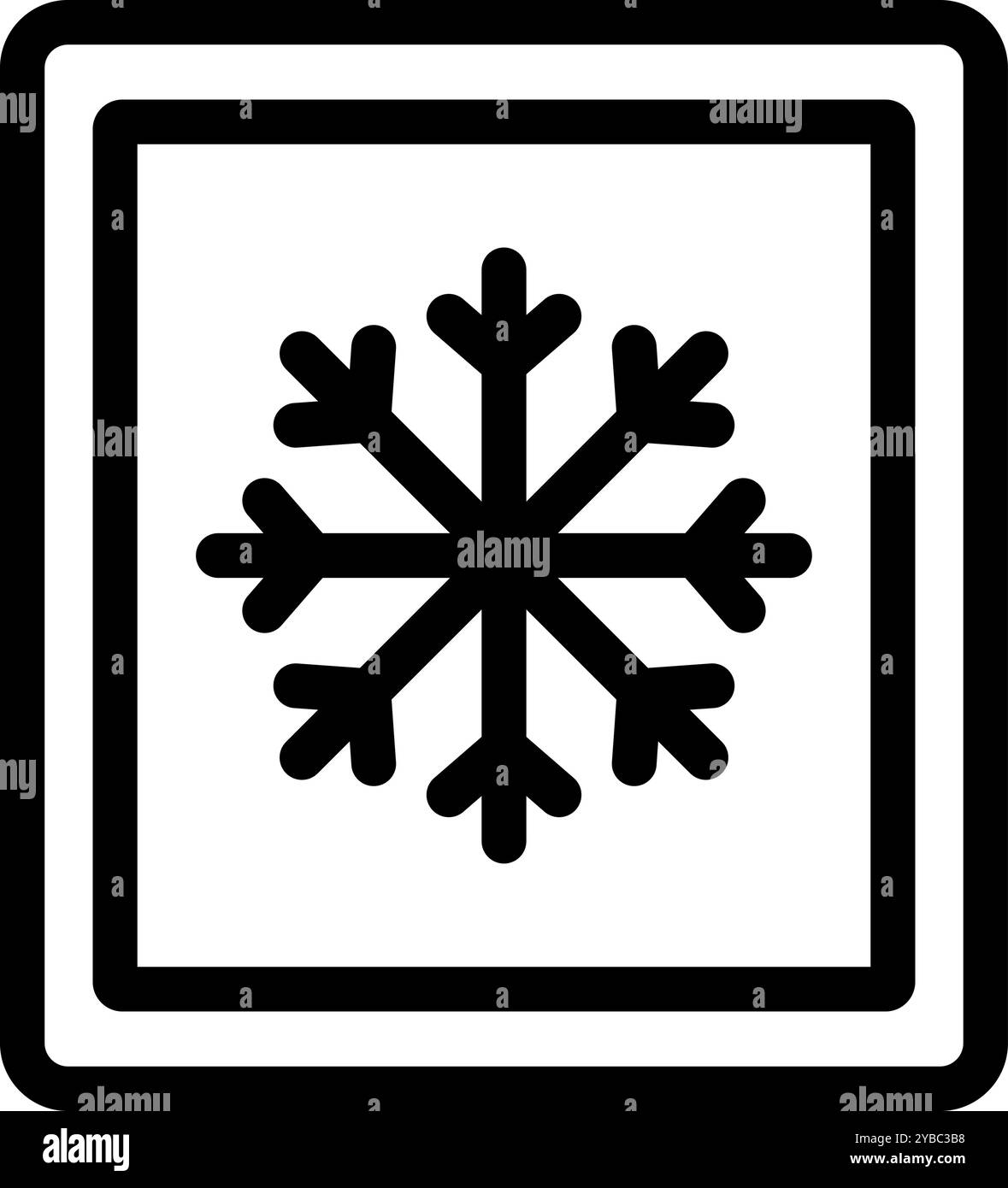 Simple bold black and white vector icon of a square freezer, ideal for ...