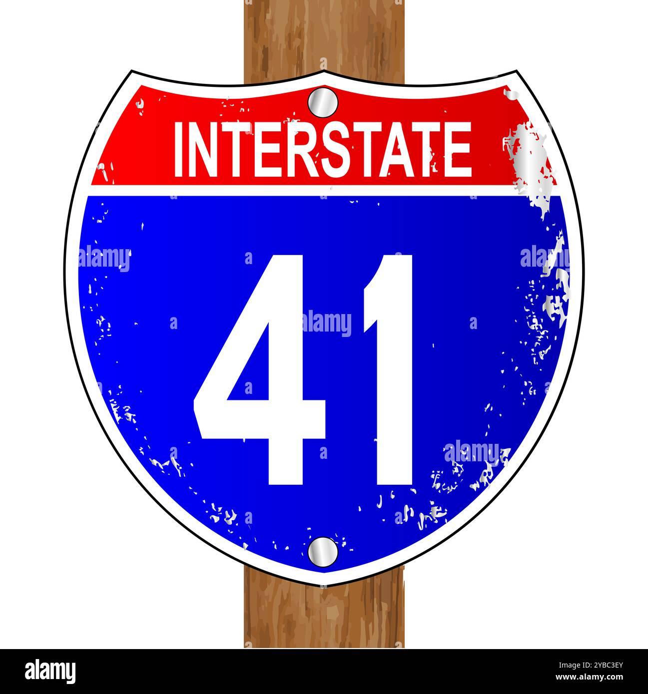 Interstate sign 41 over a white background Stock Photo - Alamy