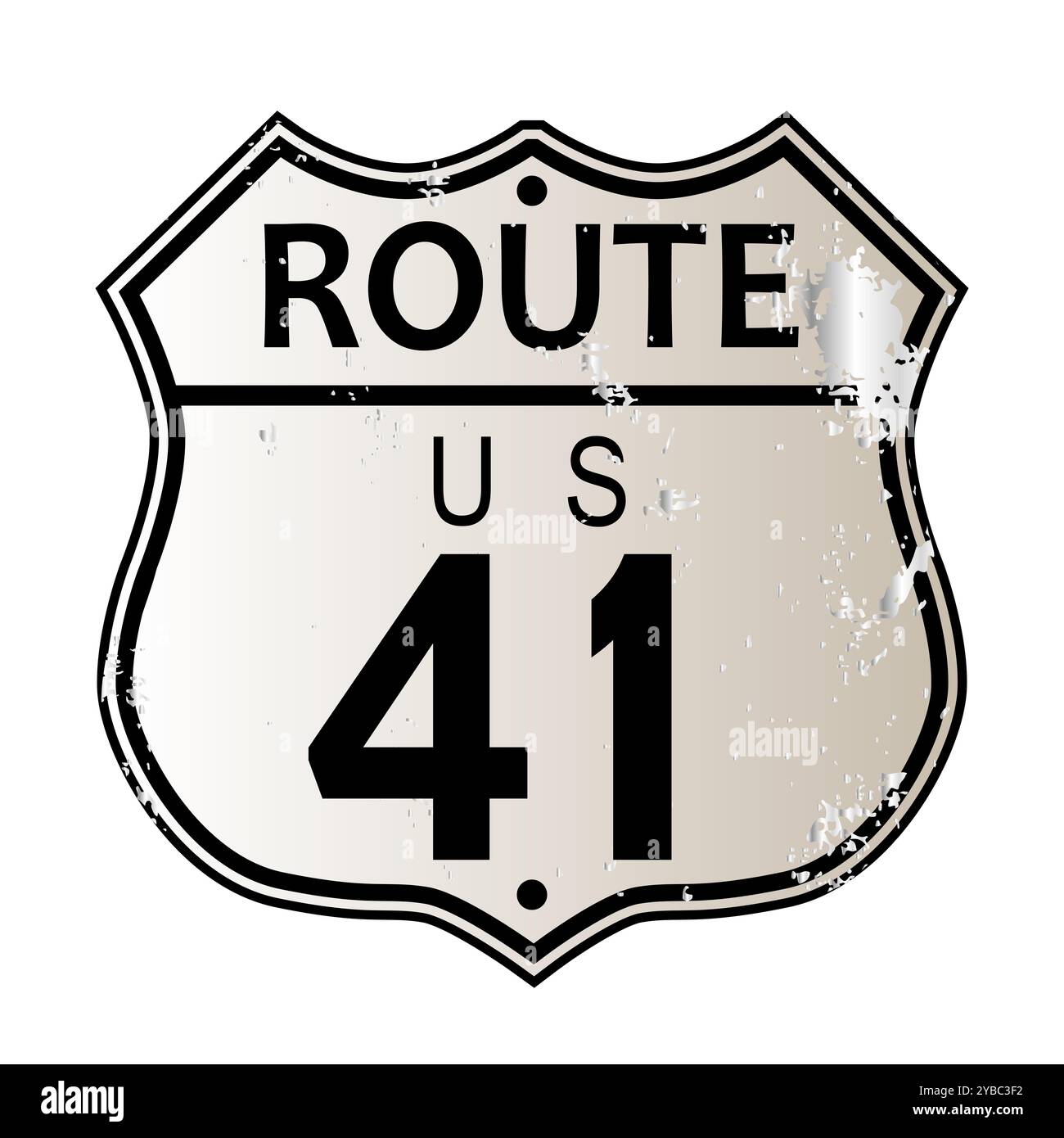 Route 41 traffic sign over a white background and the legend ROUTE US ...