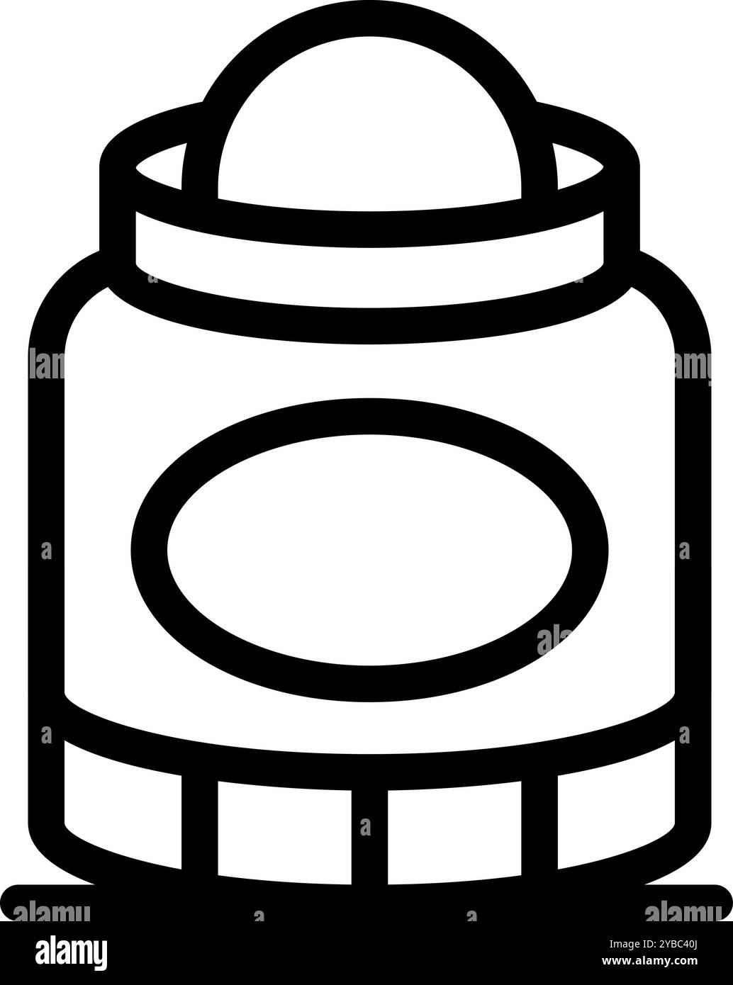 Simple black and white line drawing of a round deodorant stick ...