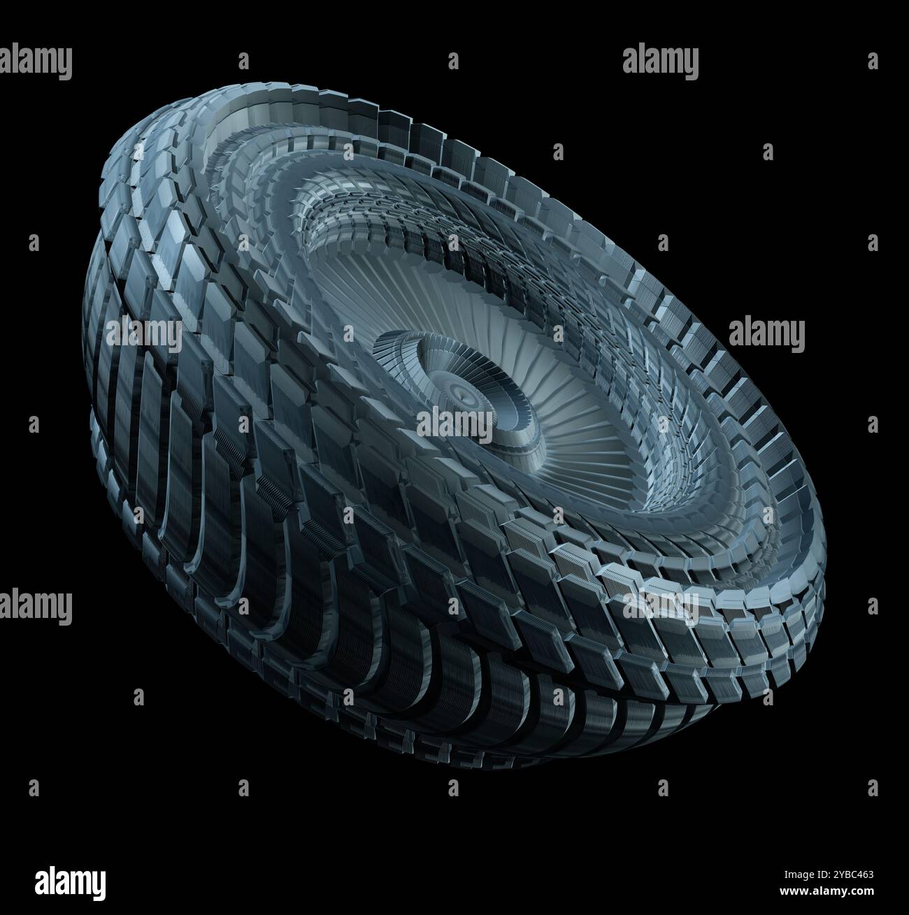 An intricate industrial component resembling a large gear or turbine ...