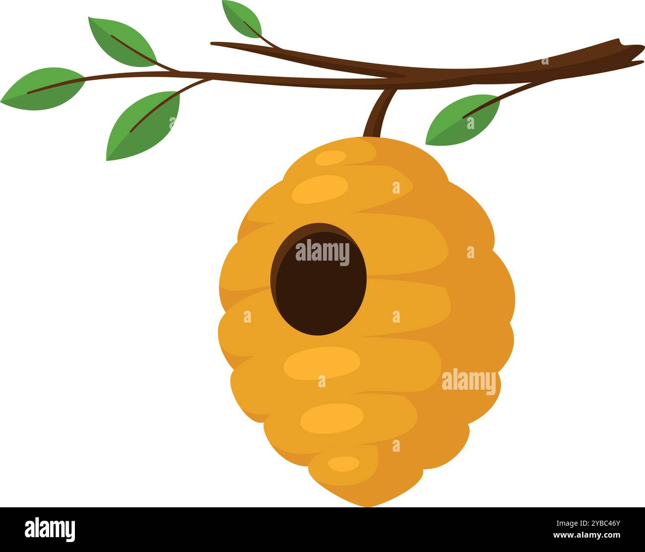 Wild beehive hanging on tree. Natural insect home Stock Vector Image ...