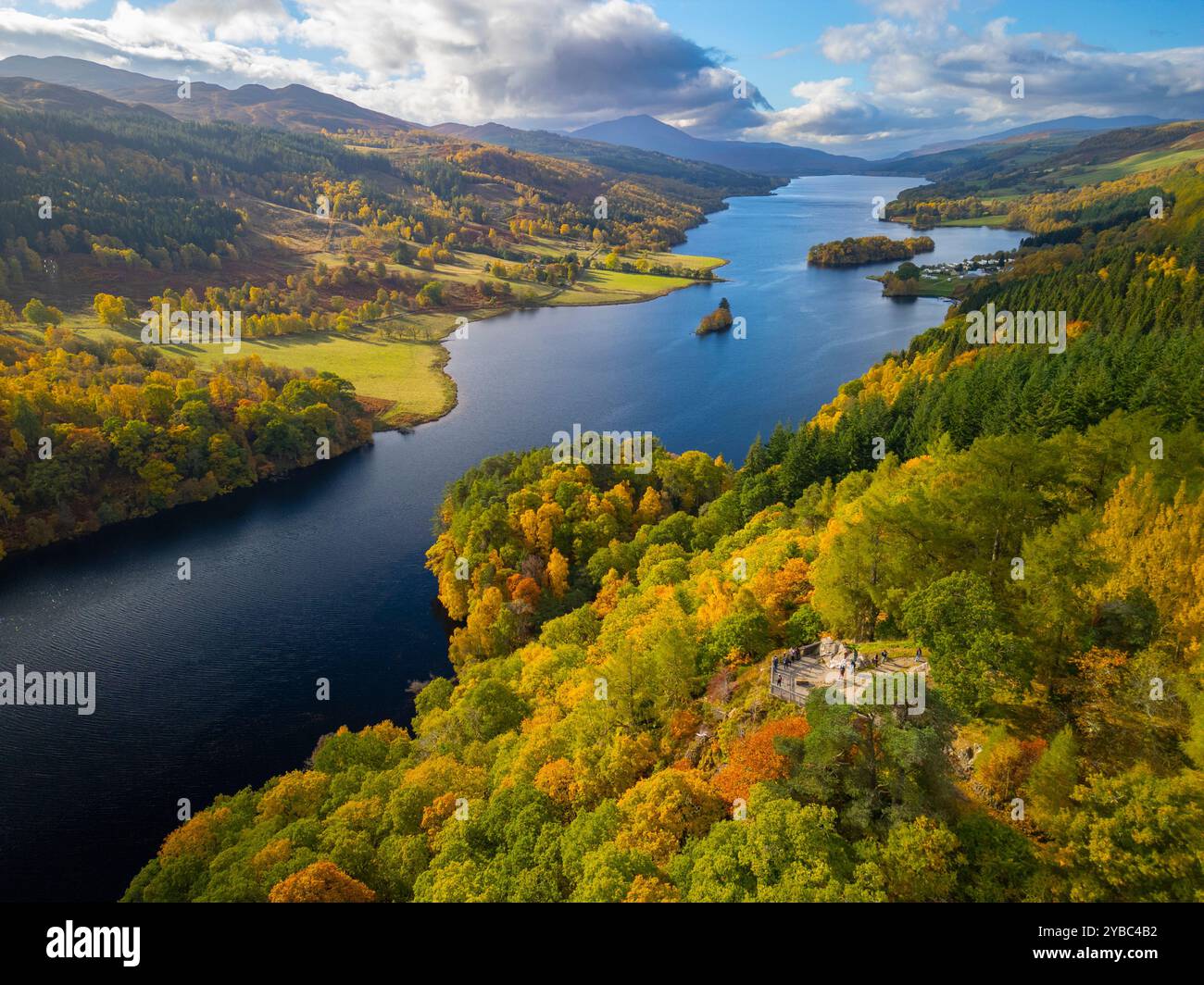 Aerial view from drone of famous view of Loch Tummel from Queen’s View ...