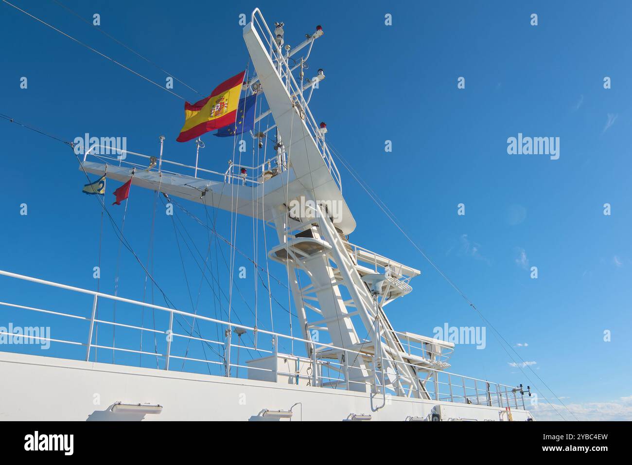 Barcelona. Espain -September 28,2024: Structure of a ship's mast with ...