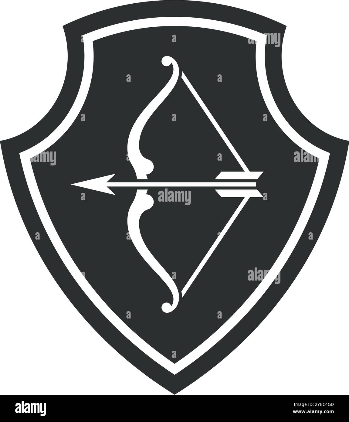 Archer shield. Medieval soldier emblem black icon Stock Vector Image ...