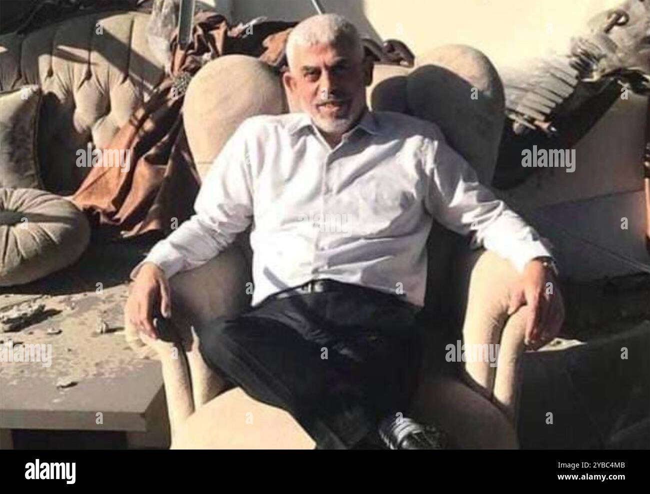 YAHYA SINWAR (1962-2024) Hamas leader in his bombed office in Gaza in ...