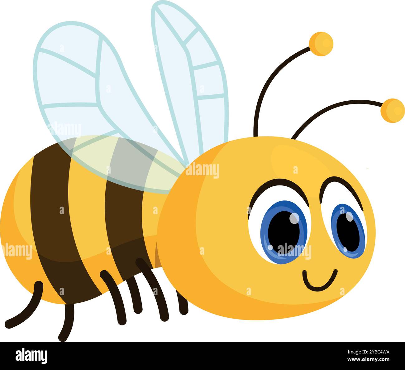 Cartoon bee character. Flying happy bumblebee mascot Stock Vector Image ...