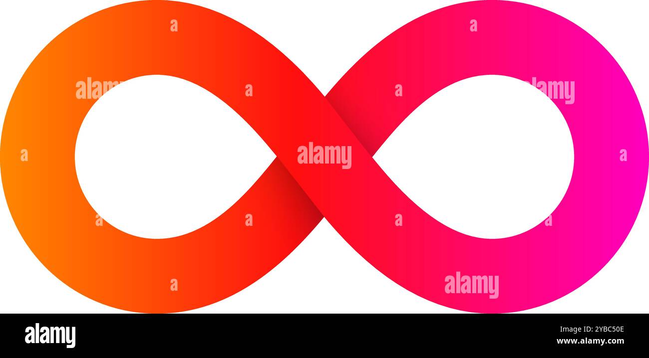 The image is a colorful, abstract representation of an infinity symbol ...