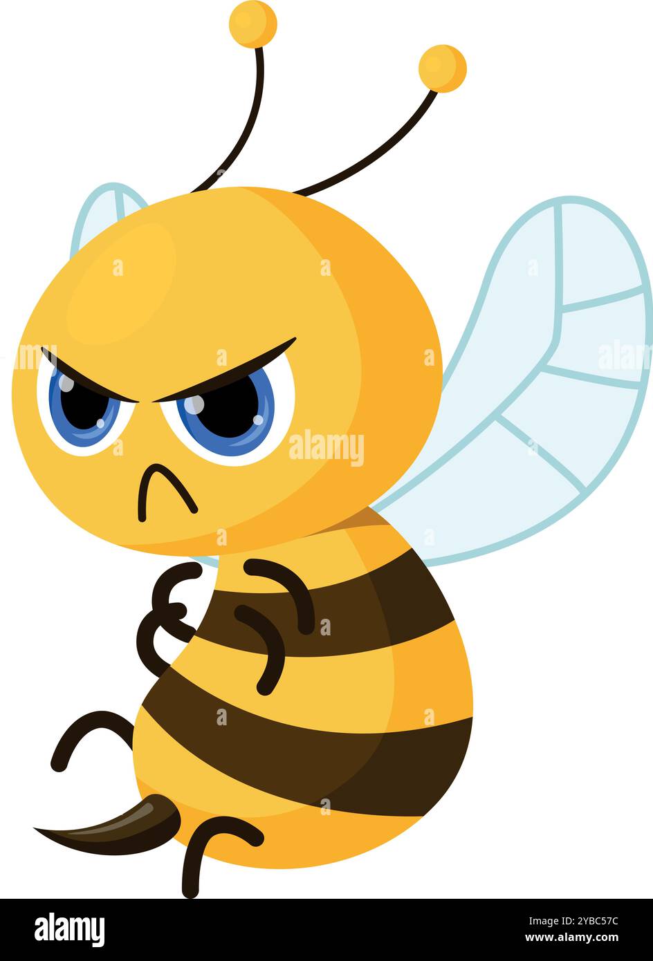 Angry bee character. Winged insect cartoon mascot Stock Vector Image ...