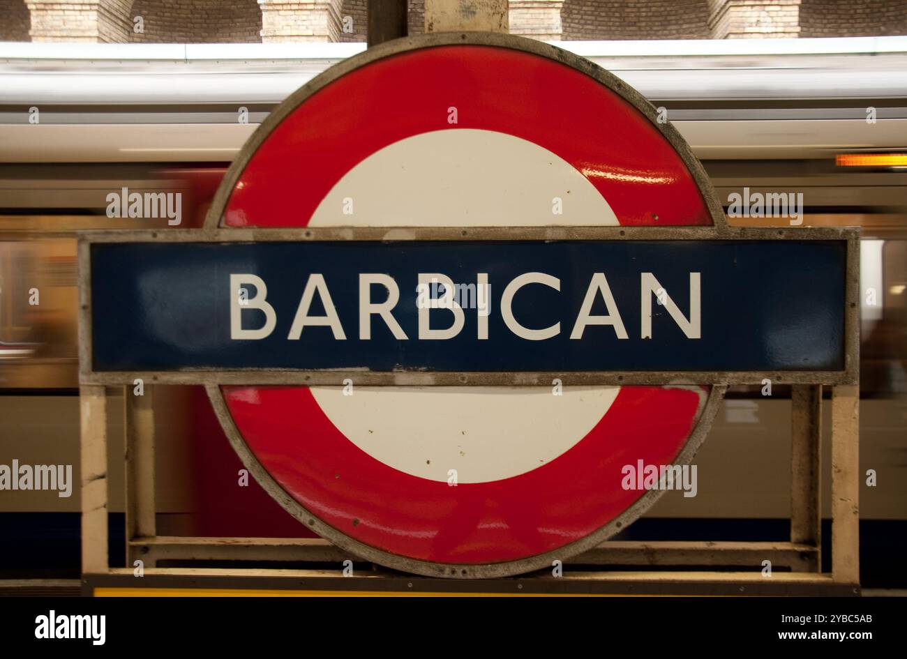 Sign for Barbican Tube Station, Smithfield, City of London, England ...