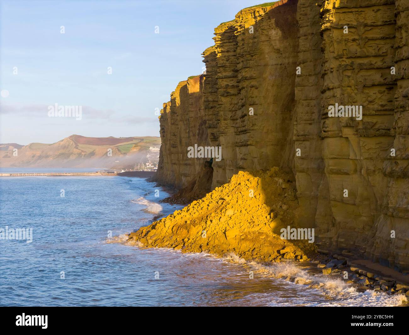 West Bay, Dorset, UK. 18th October 2024. UK Weather. A large cliff ...