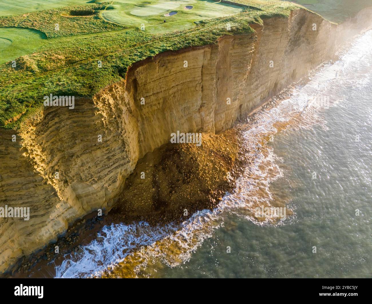 West Bay, Dorset, UK. 18th October 2024. UK Weather. A large cliff ...