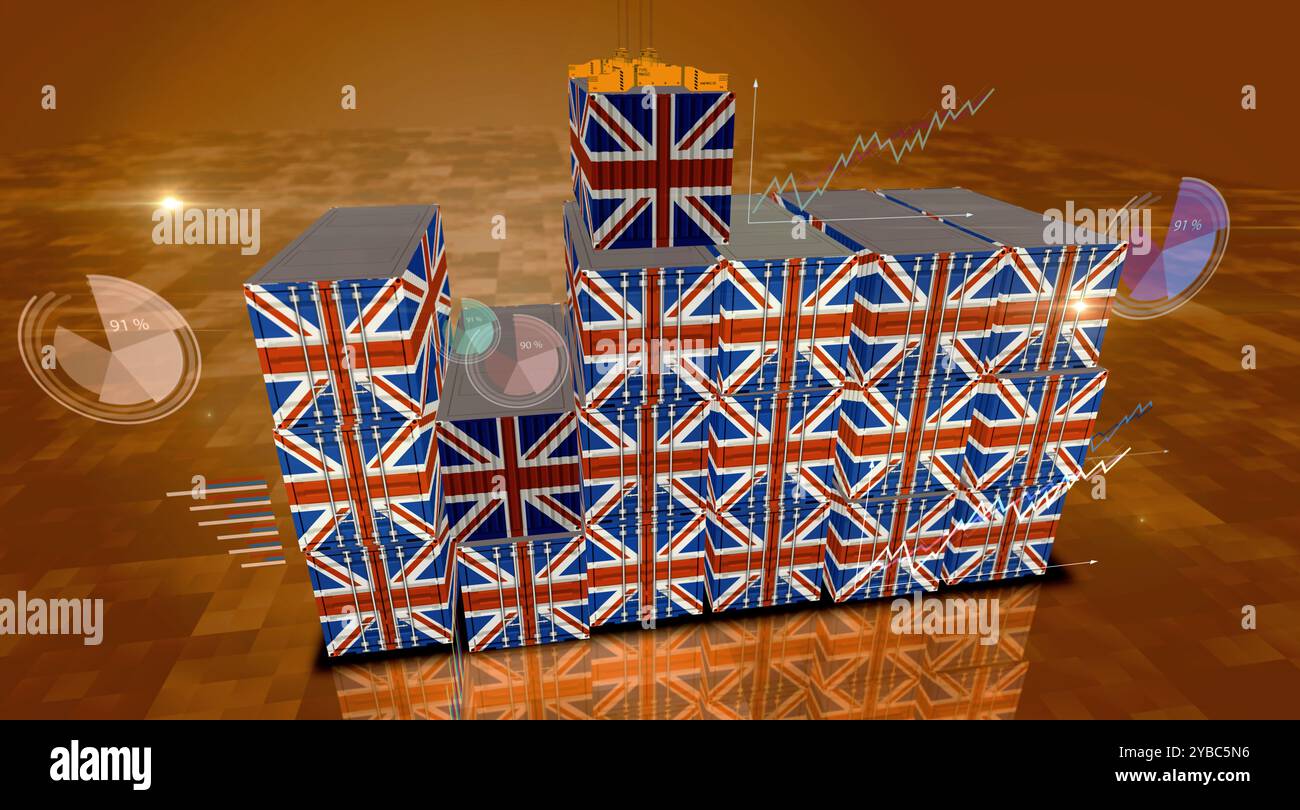 UK Great Britain export production and import cargo containers on ...