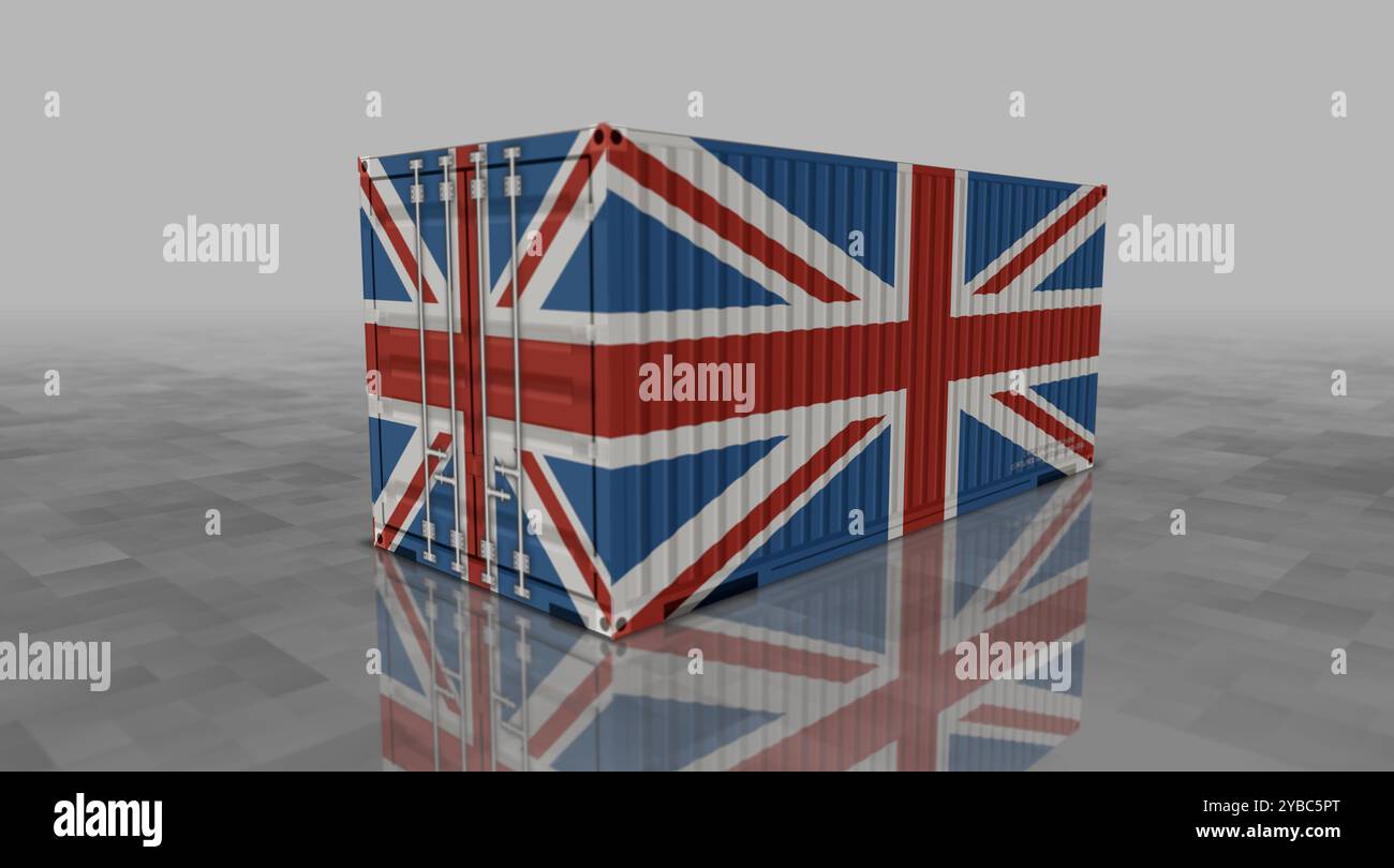 UK Great Britain export production and import cargo containers in row ...