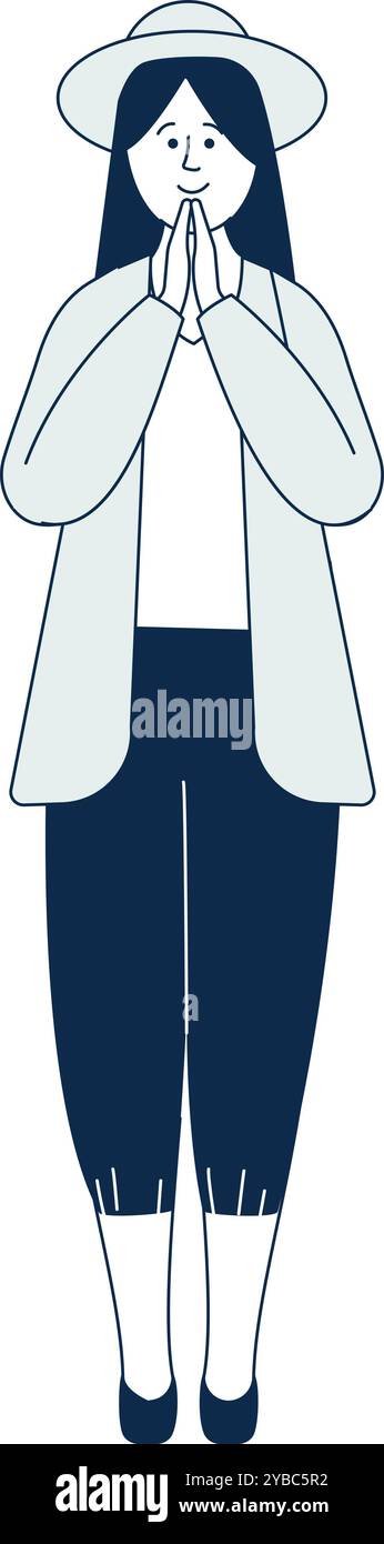 Woman praying standing Stock Vector Images - Alamy