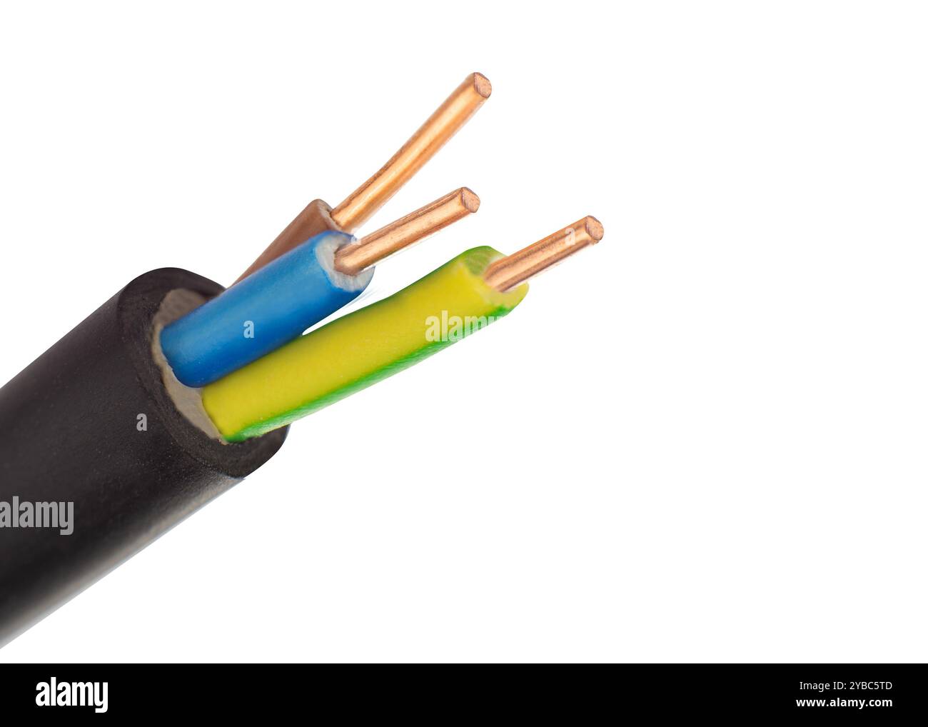 Close up of electrical cable with exposed copper wires Stock Photo - Alamy