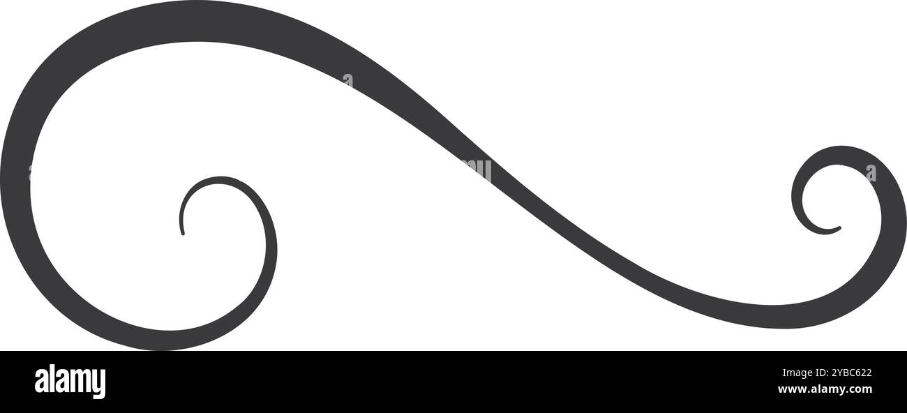 A black line with a curve that is drawn on a white background Stock ...
