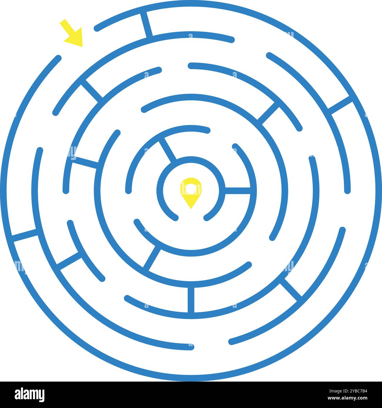 Round labyrinth puzzle. Blue line maze way Stock Vector Image & Art - Alamy