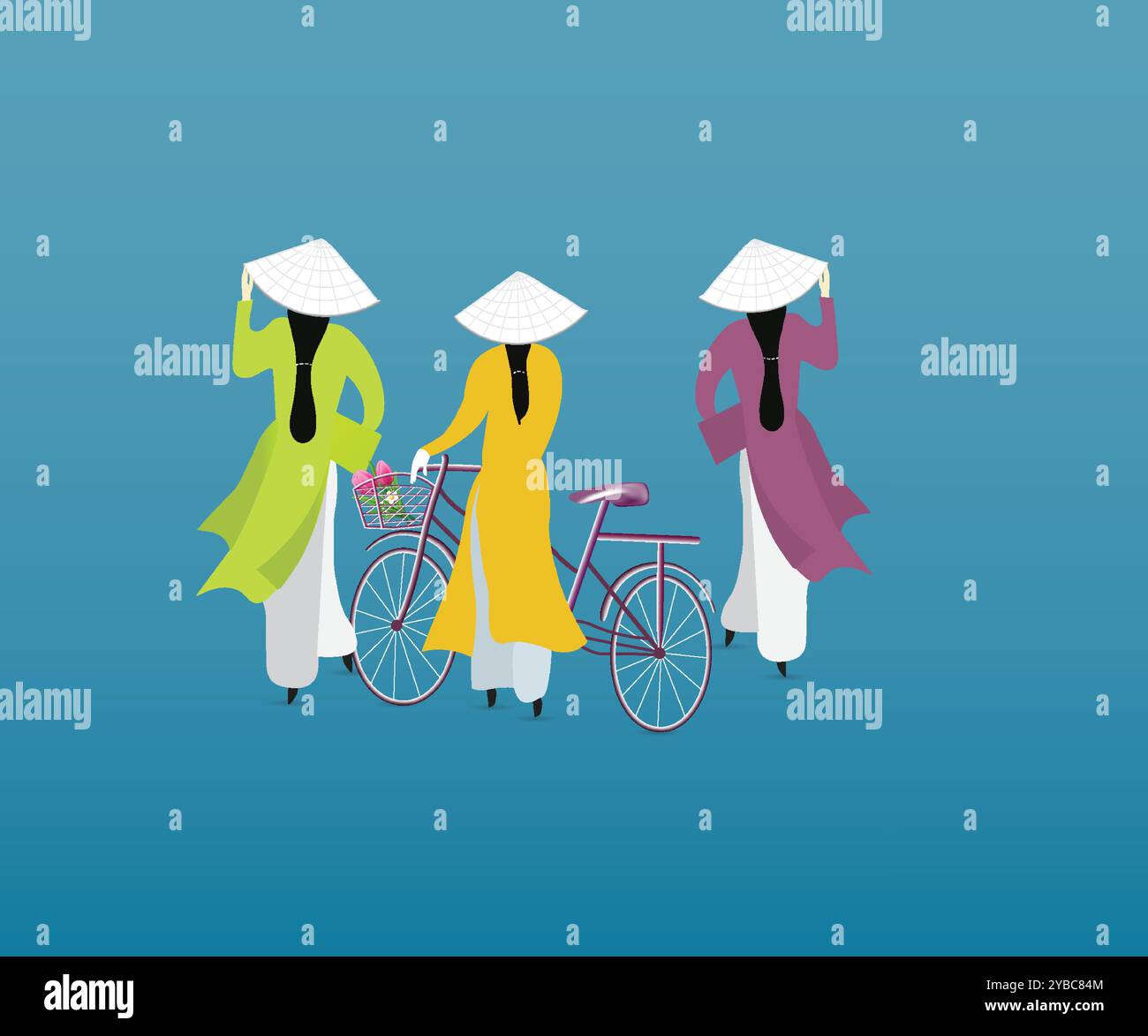 Three Vietnamese Girls Traditional Ao Dai Stock Vector Image And Art Alamy 2274