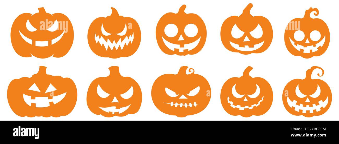 Halloween scary faces. Vector spooky illustration Stock Vector Image ...