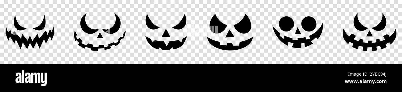 Set of scary faces. Halloween elements isolated on transparent ...