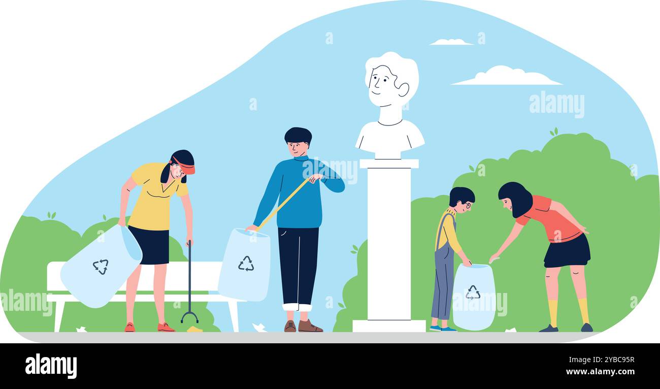 Cleaning up garbage woman Stock Vector Images - Alamy