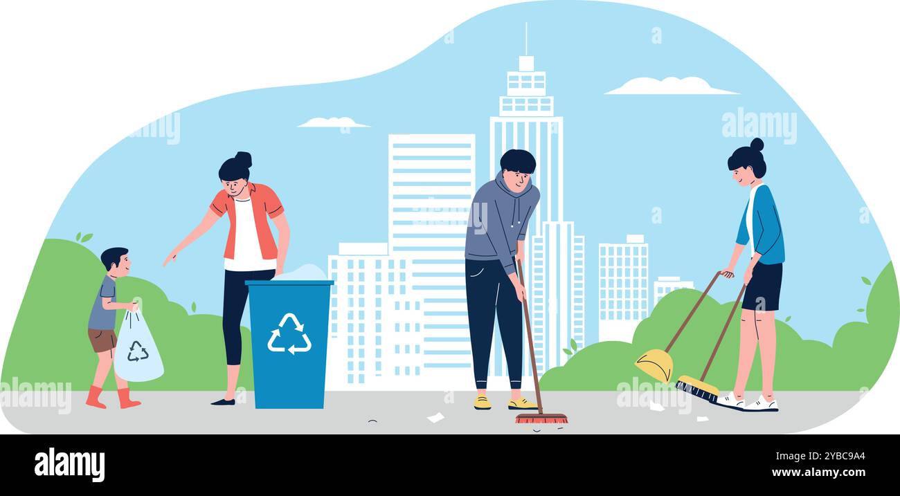 Person cleaning up trash in Stock Vector Images - Alamy