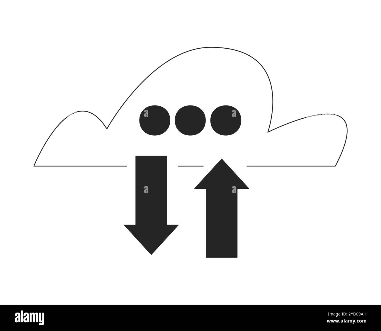 Cloud exchange black and white 2D line object Stock Vector Image & Art ...