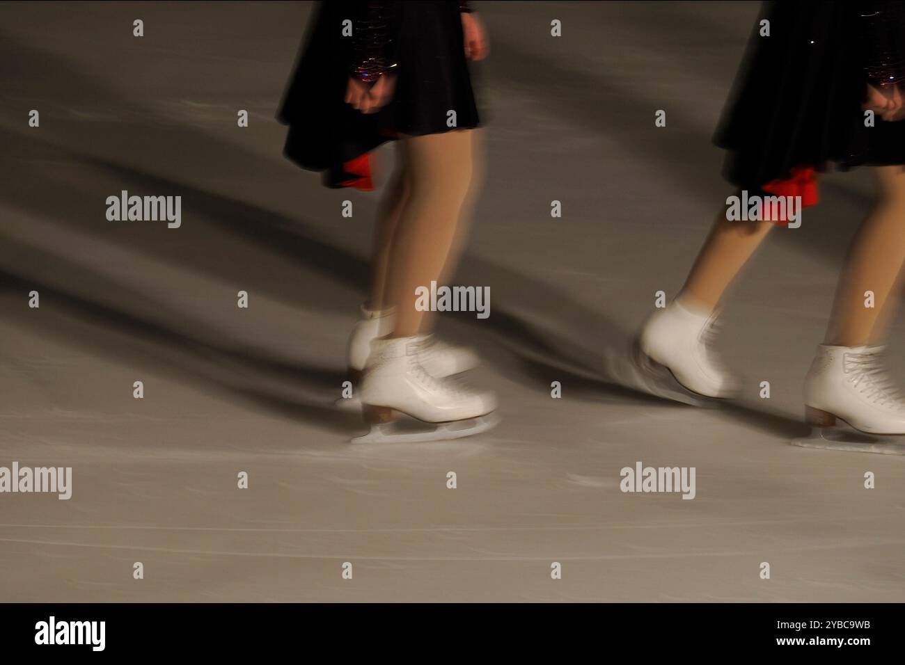 skaters ice skating detail Icy background on rink with visible traces ...