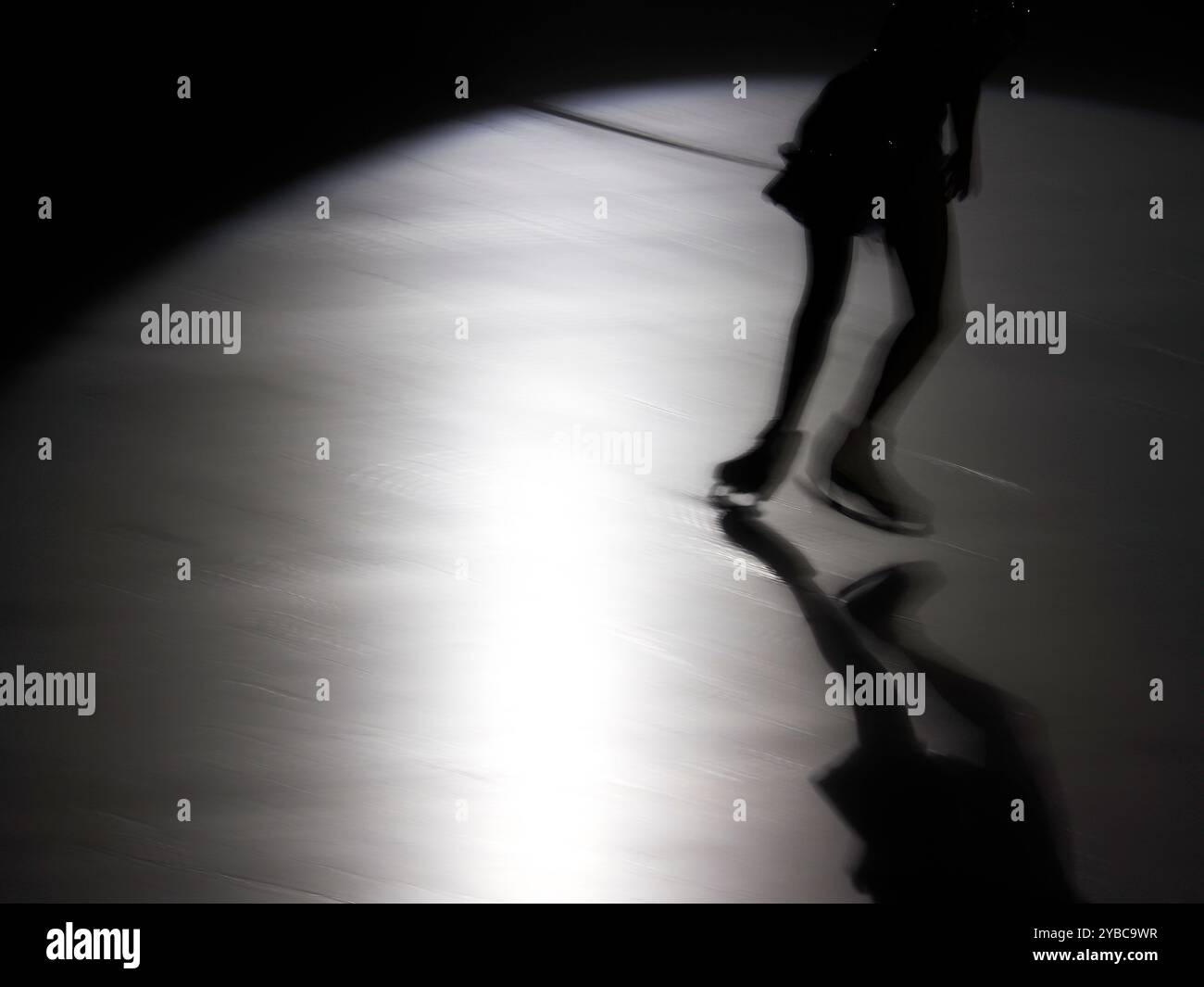 skaters ice skating detail Icy background on rink with visible traces ...