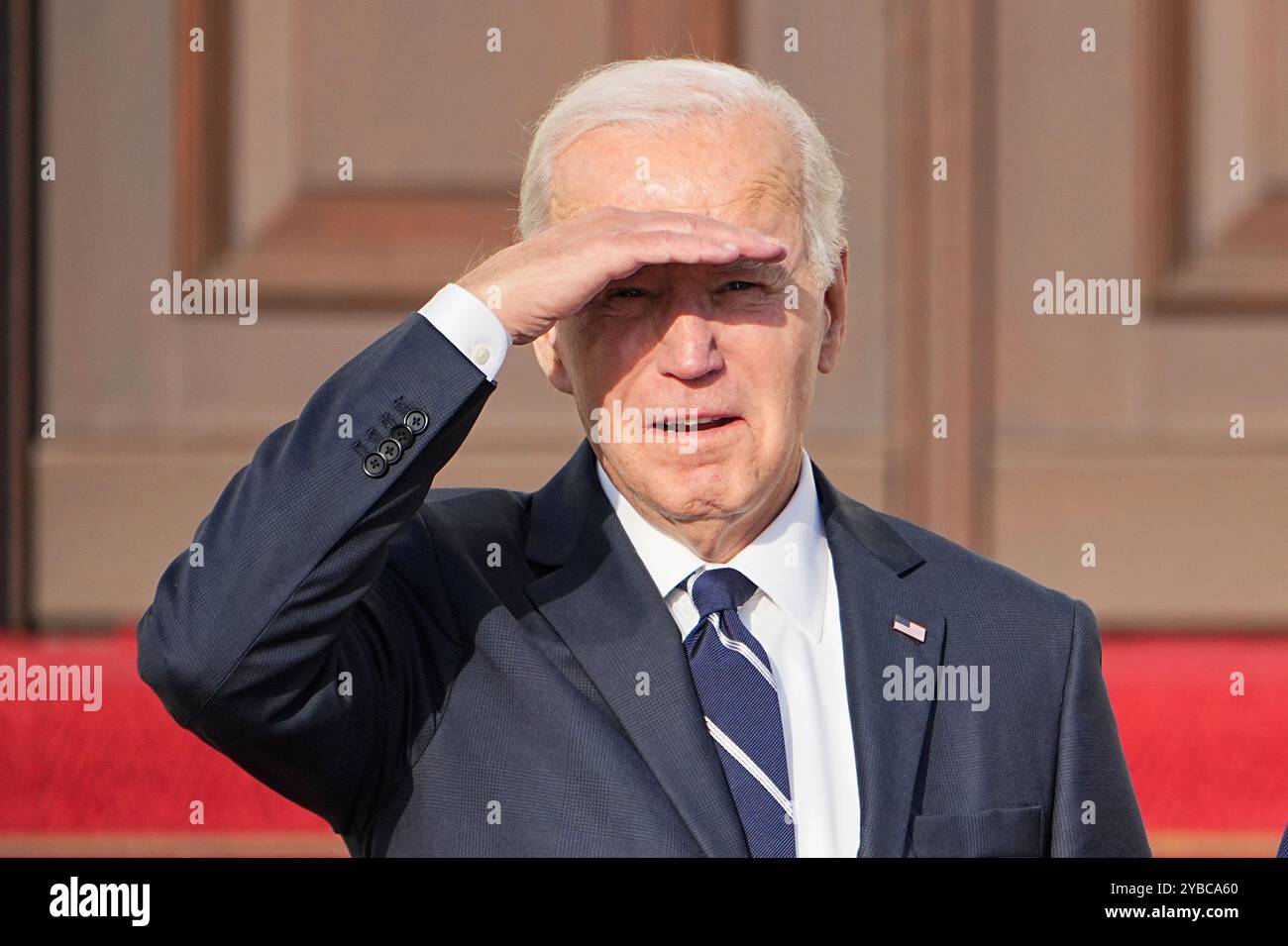 18 October 2024, Berlin: US President Joe Biden waves as he arrives at ...